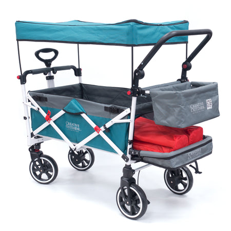 Creative outdoor wagon stroller with canopy | Teal – Creative Wagons